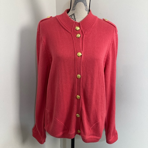 Koret | Sweaters | Koret Womens Orange Dark Melon Knit Gold Button Down ...